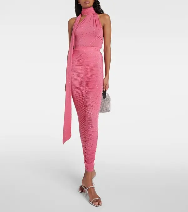 Alex Perry Embellished Ruched Maxi Skirt