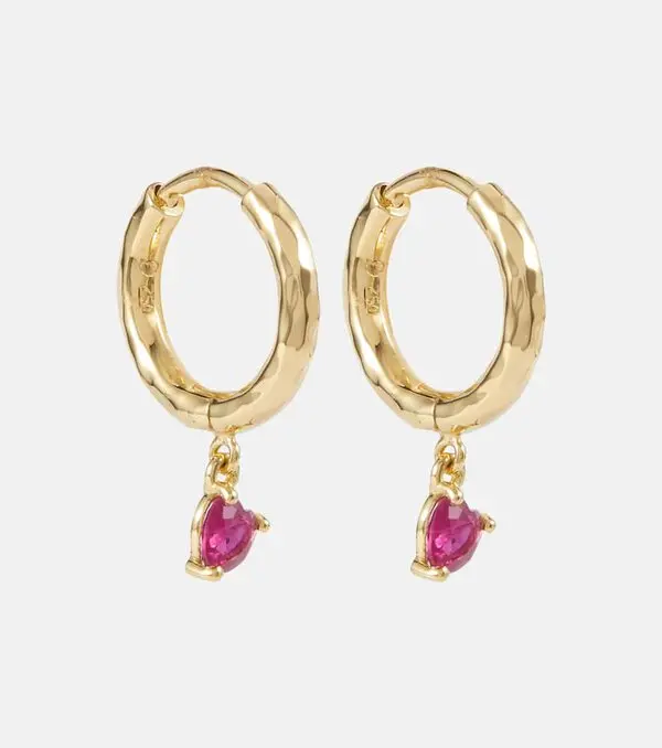 OCTAVIA ELIZABETH Charmed Micro Gabby Ruby Hoop Earrings - Multicoloured
