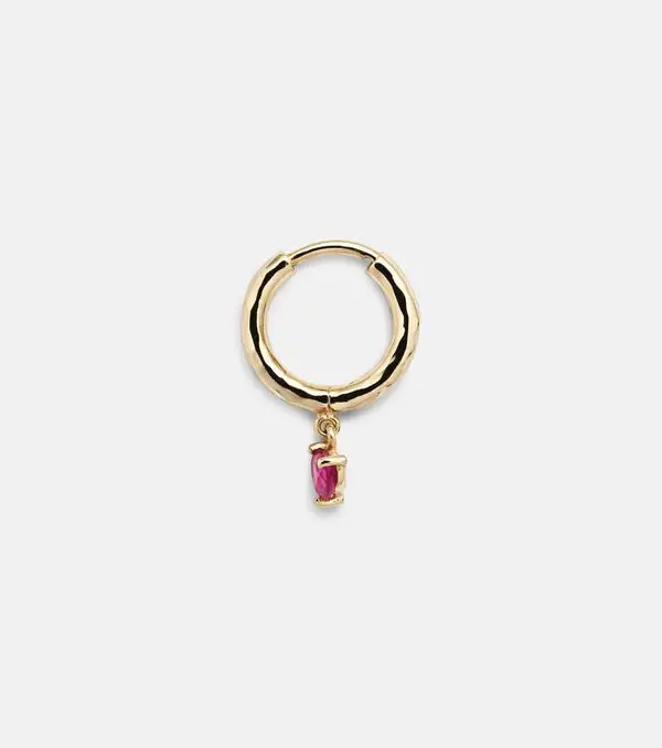 OCTAVIA ELIZABETH 18kt Gold Ruby Hoop Earrings