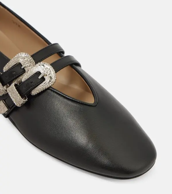 Le Monde Beryl Claudia Leather Ballet Flats - Black