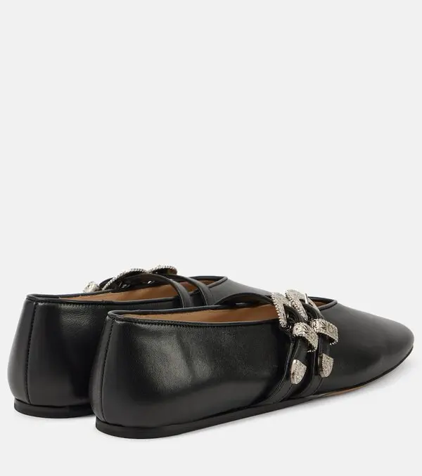 Le Monde Beryl Claudia Leather Ballet Flats - Black