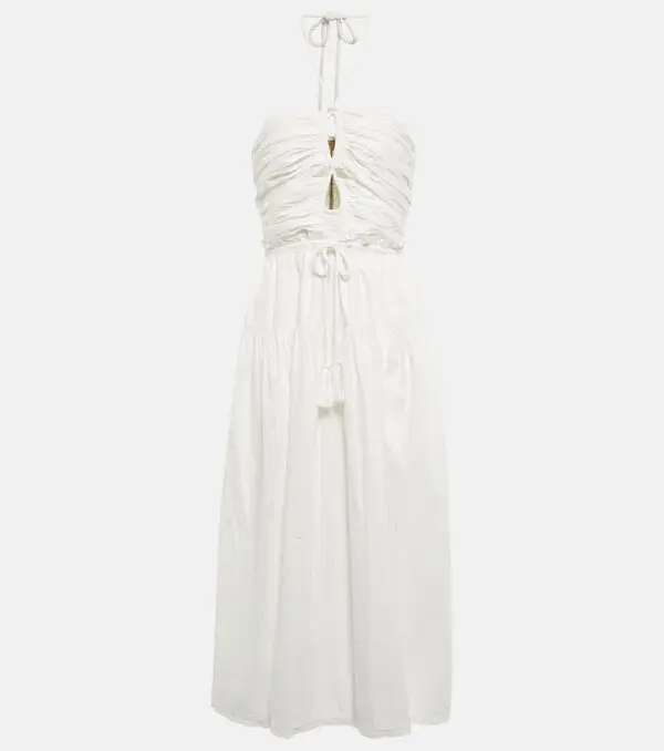 Ulla Johnson Emmaline Halterneck Cotton Poplin Midi Dress - White