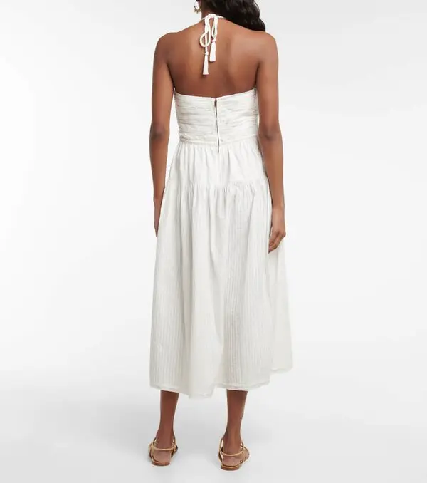 Ulla Johnson Emmaline Halterneck Cotton Poplin Midi Dress - White
