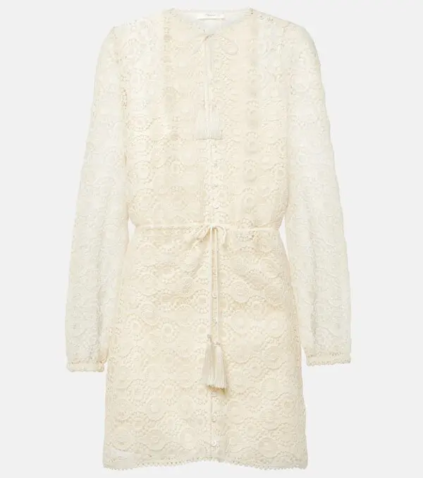 FRAME Lace Mini Dress - Beige