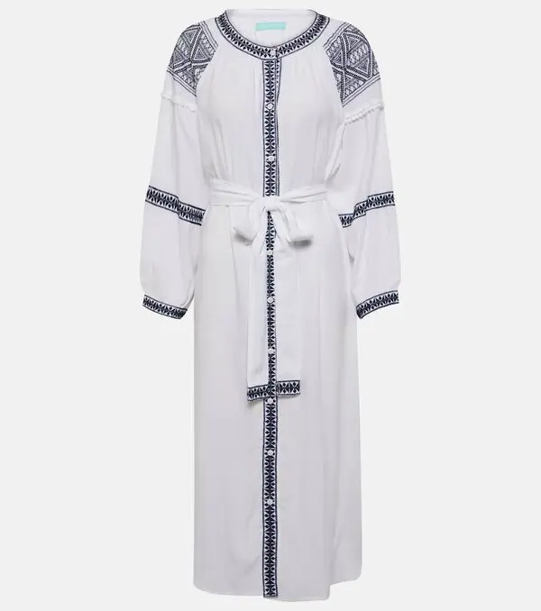 Melissa Odabash Ally Embroidered Midi Dress - White