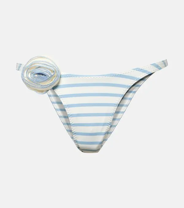 SAME Rose Floral-applique Bikini Bottom - Blue
