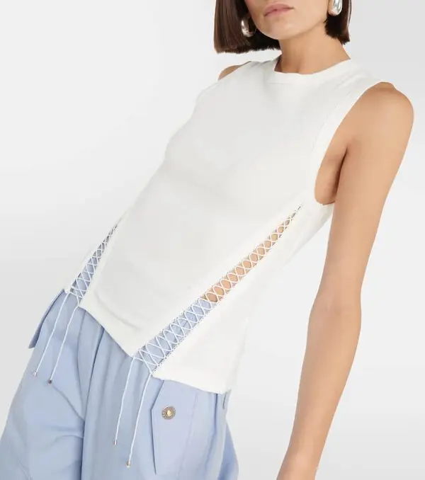 DION LEE Cutout Cotton-blend Top - White