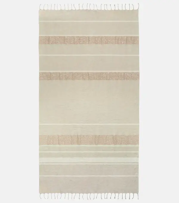Brunello Cucinelli Fringed Linen-blend Lame Throw - Beige