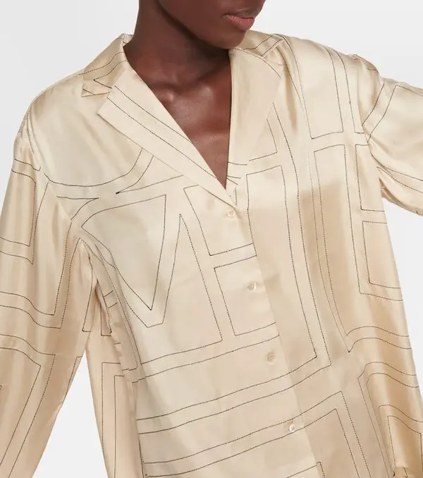 TOTEME Logo-embroidered Silk Shirt - White