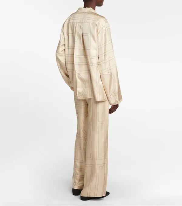 TOTEME Logo-embroidered Silk Shirt - White