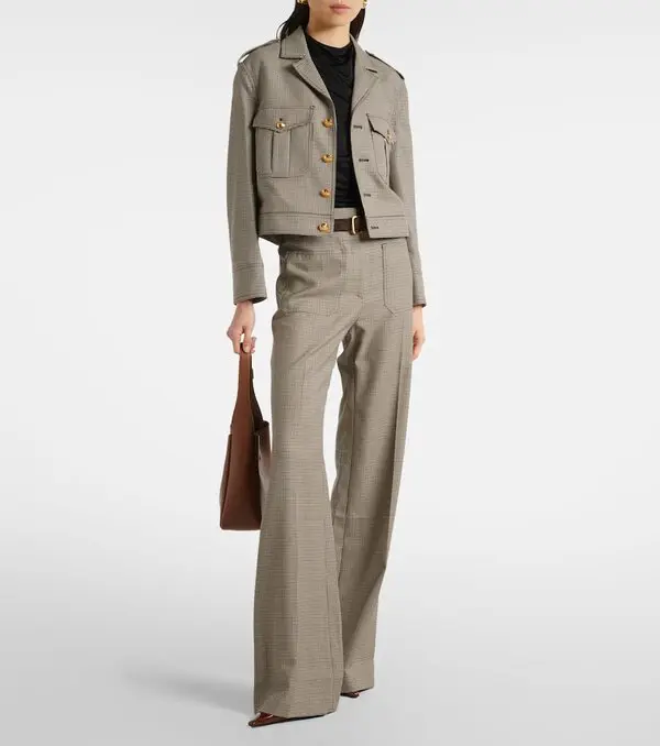 NILI LOTAN Christophe Flared Houndstooth Pants