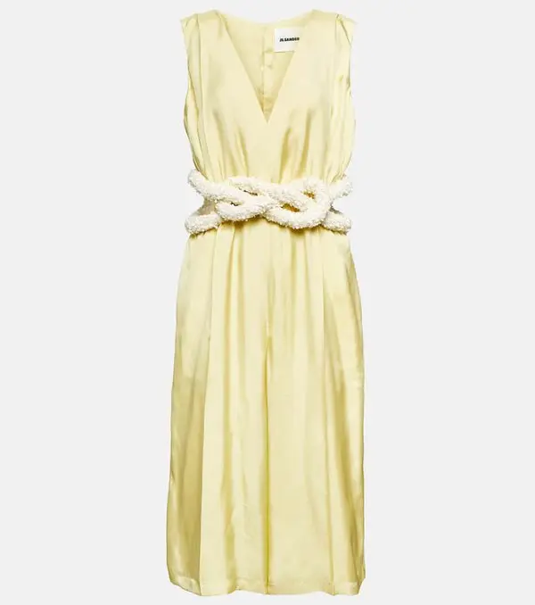 JIL SANDER Embellished Satin Jumpsuit - Yellow