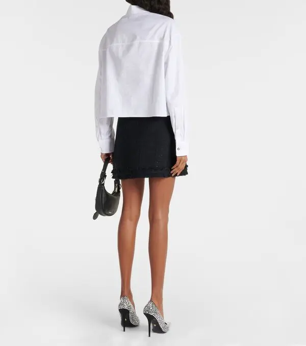 Versace Barocco Jacquard Cropped Cotton Shirt