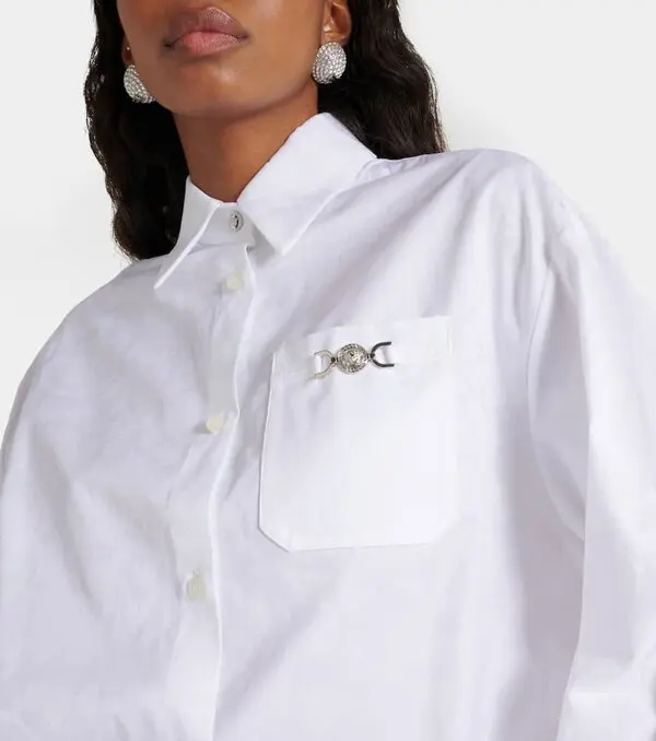 Versace Barocco Jacquard Cropped Cotton Shirt