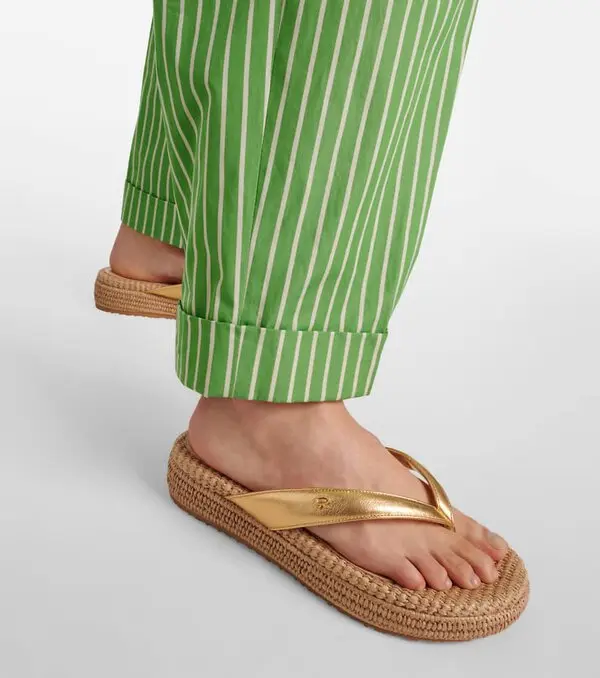 GIANVITO ROSSI Tahiti Woven Metallic Leather Thong Sandals