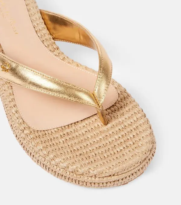 GIANVITO ROSSI Tahiti Woven Metallic Leather Thong Sandals