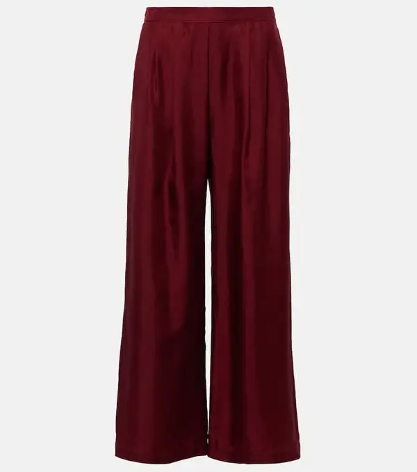 Asceno Silk Twill Palazzo Pants - Burgundy
