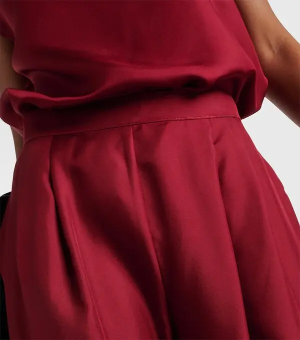 Asceno Silk Twill Palazzo Pants - Burgundy