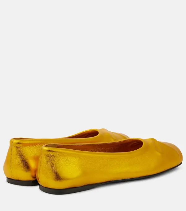 Marni Little Bow Leather Ballet Flats - Yellow