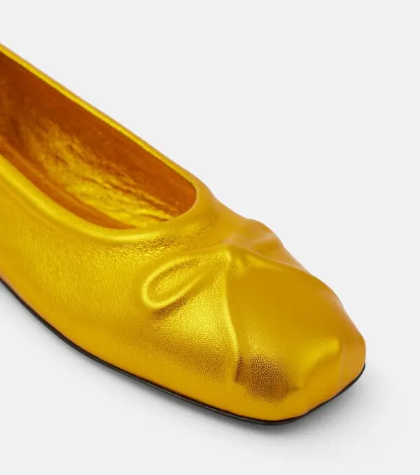 Marni Little Bow Leather Ballet Flats - Yellow