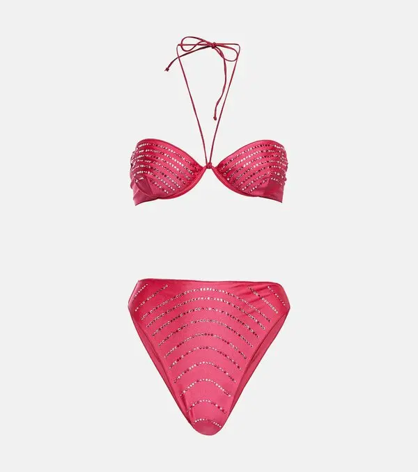 Oseree Embellished Bikini Set - Pink