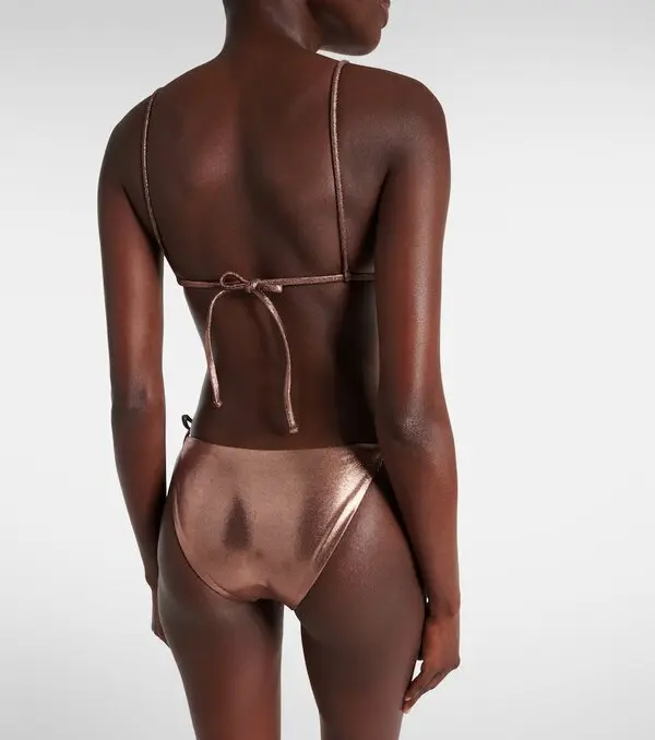 Jade Swim Metallic Bikini Bottoms - Brown