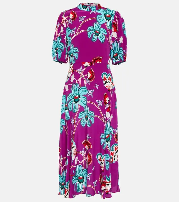 Diane Von Furstenberg Nella Floral Midi Dress - Multicoloured