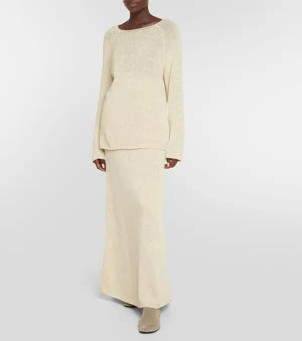 THE ROW Fumaia Knitted Silk Maxi Skirt