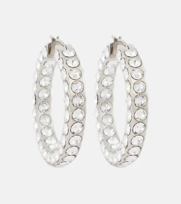 Amina Muaddi Jahleel Crystal-embellished Hoop Earrings - Silver