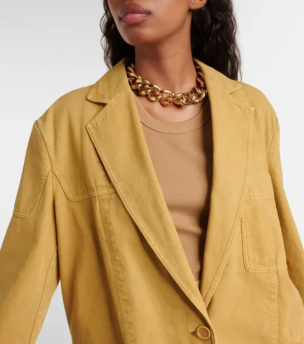 Max Mara Dizzy Oversized Cotton Canvas Blazer - Yellow