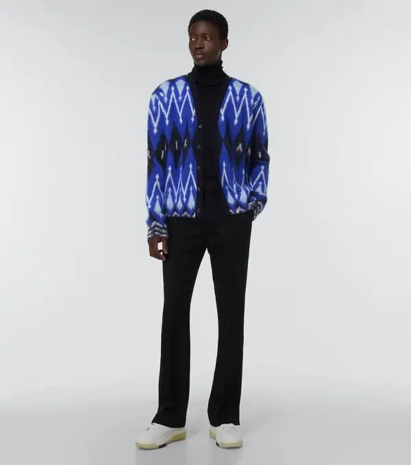 Amiri Argyle Alpaca And Mohair-blend Cardigan