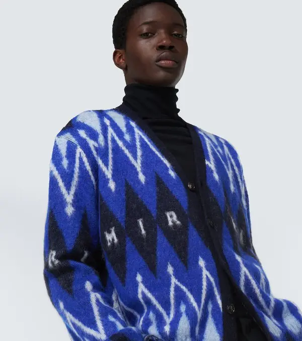 Amiri Argyle Alpaca And Mohair-blend Cardigan