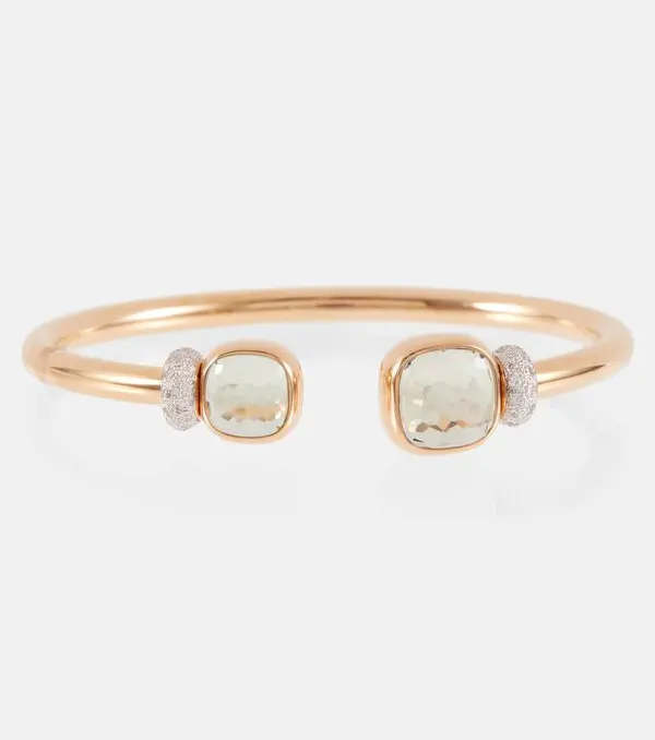 Pomellato Nudo 18kt Rose Cuff Bracelet With Prasiolite And Diamonds - Gold