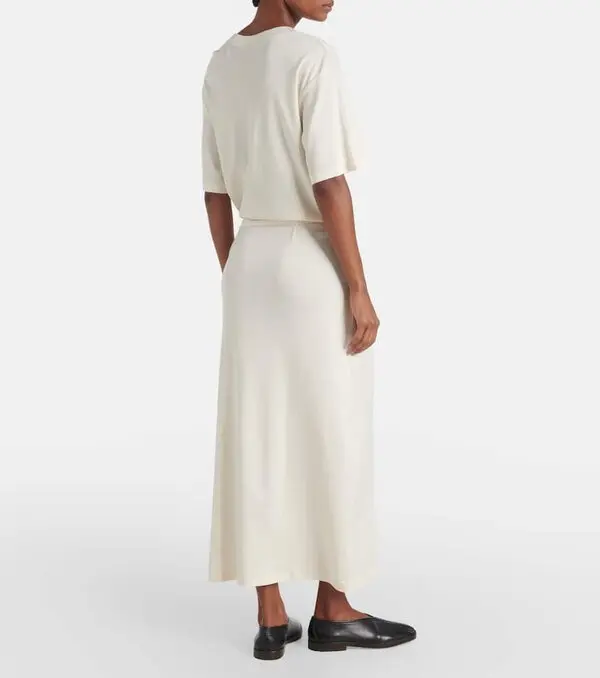 LEMAIRE Belted Cotton Jersey Midi Dress - White