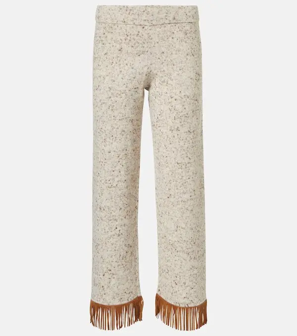 Alanui Dreamscape Fringed Wool-blend Pants - Beige
