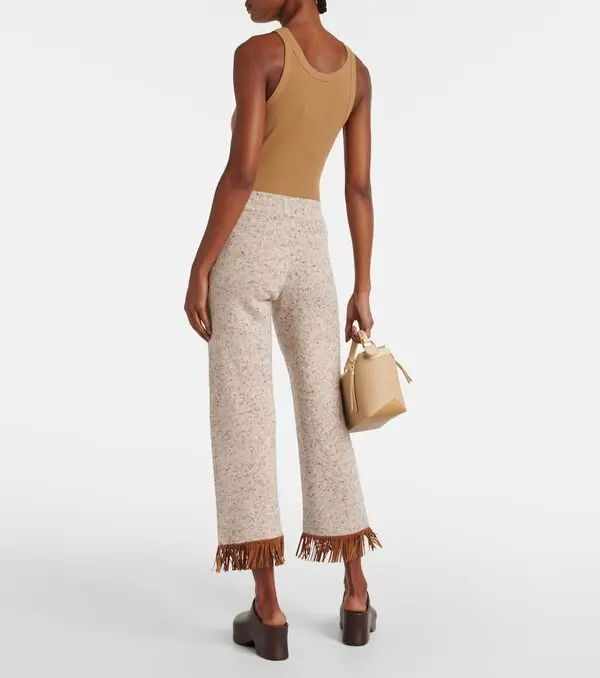 Alanui Dreamscape Fringed Wool-blend Pants - Beige