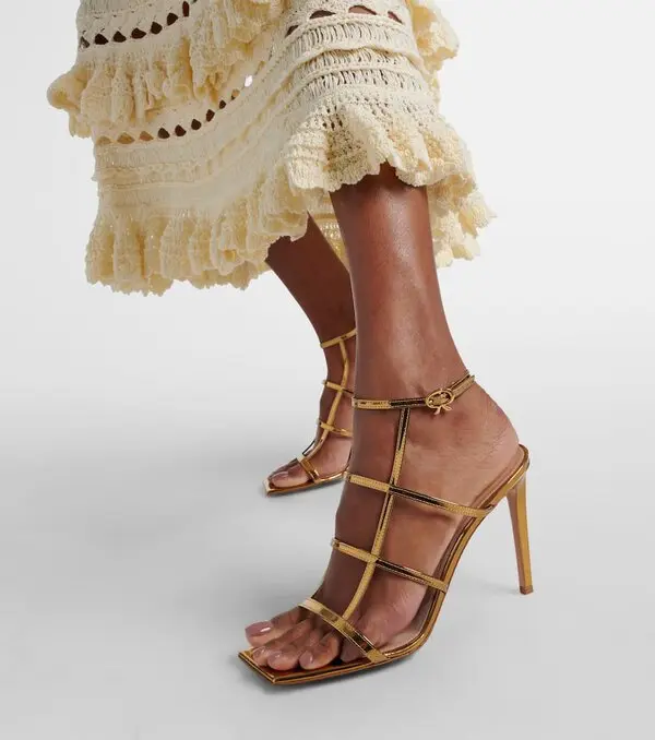 GIANVITO ROSSI Mondry Metallic Leather Sandals