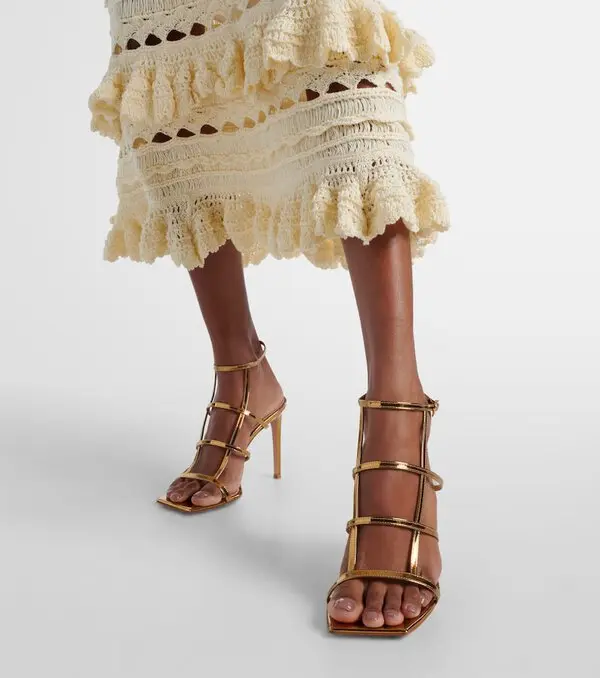 GIANVITO ROSSI Mondry Metallic Leather Sandals