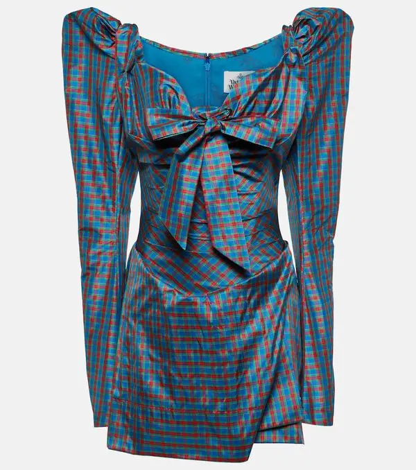 VIVIENNE WESTWOOD Bow-detailed Checked Mini Dress - Multicoloured