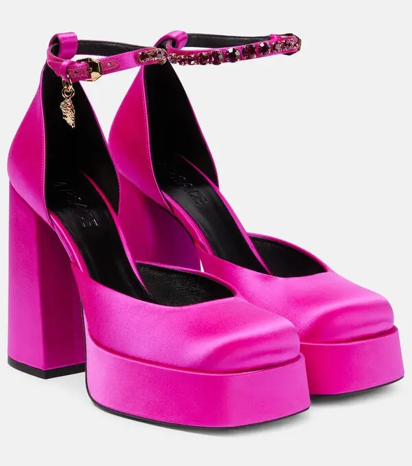Versace Medusa Aevitas Satin Platform Pumps - Pink