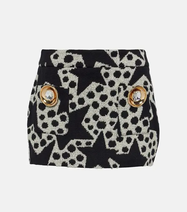 AREA Embellished Jacquard Mini Skirt