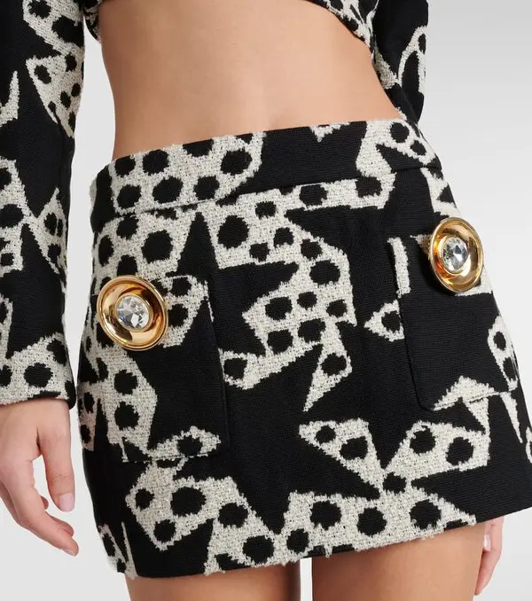 AREA Embellished Jacquard Mini Skirt