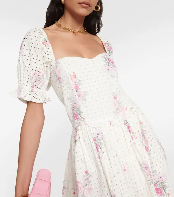 LoveShackFancy Altima Floral Cotton Minidress