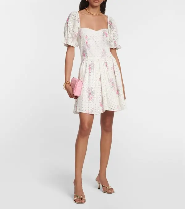 LoveShackFancy Altima Floral Cotton Minidress