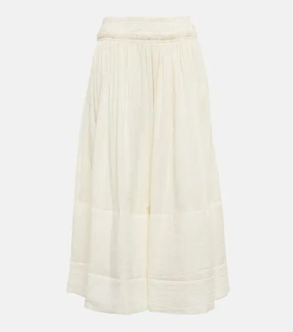 Tory Burch Cotton And Linen Midi Skirt
