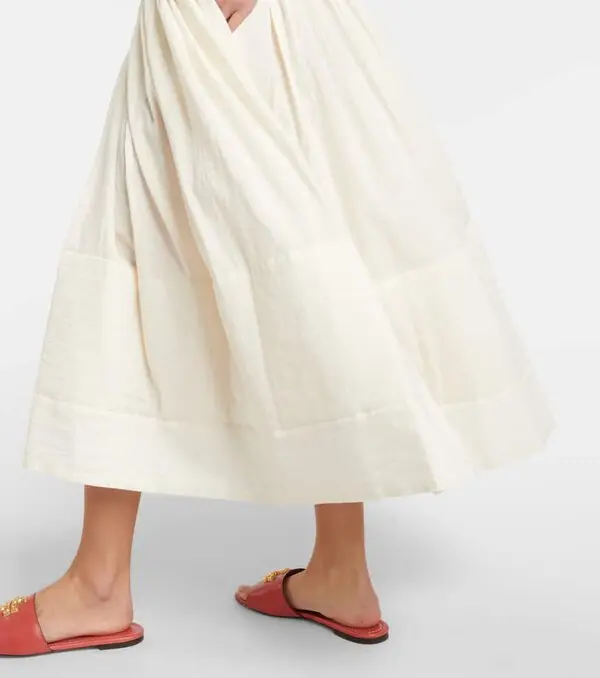 Tory Burch Cotton And Linen Midi Skirt