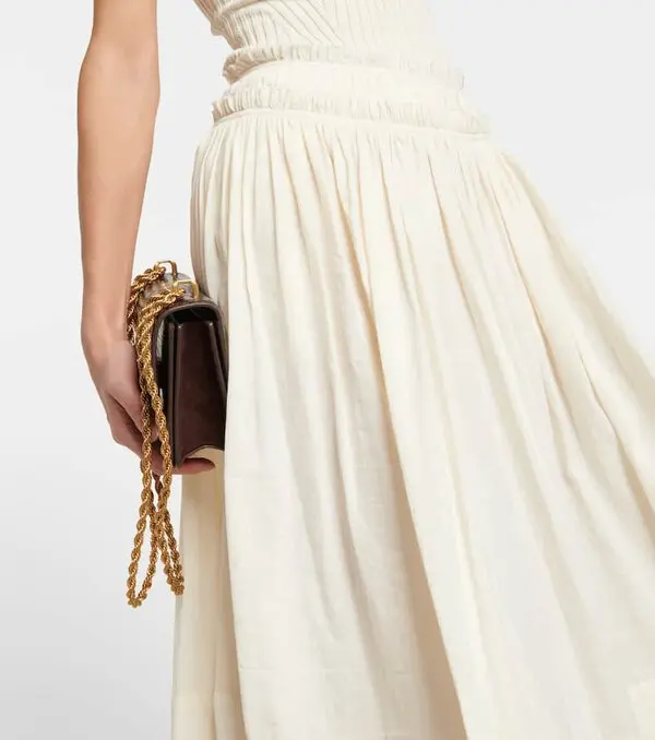 Tory Burch Cotton And Linen Midi Skirt