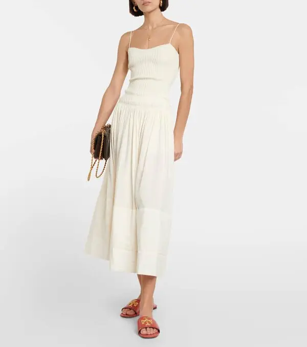 Tory Burch Cotton And Linen Midi Skirt