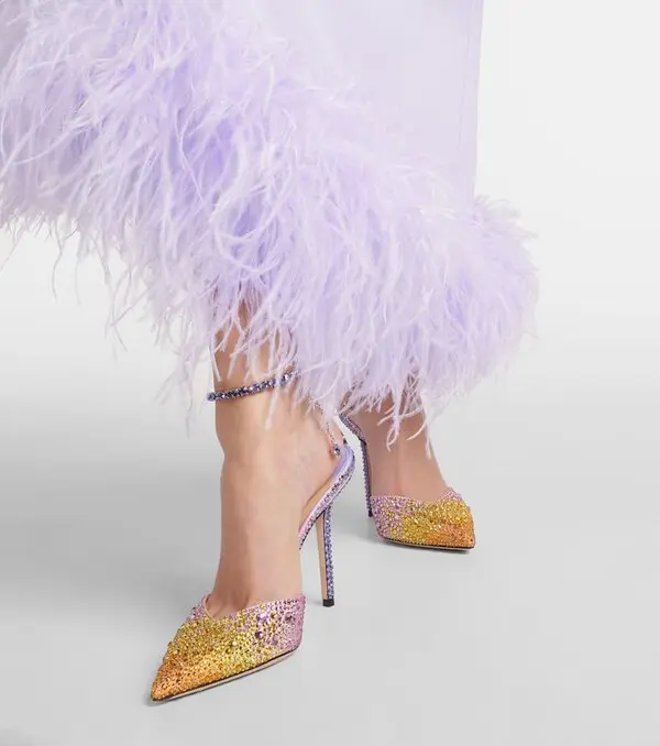 JIMMY CHOO Saeda 100 Embellished Satin Pumps