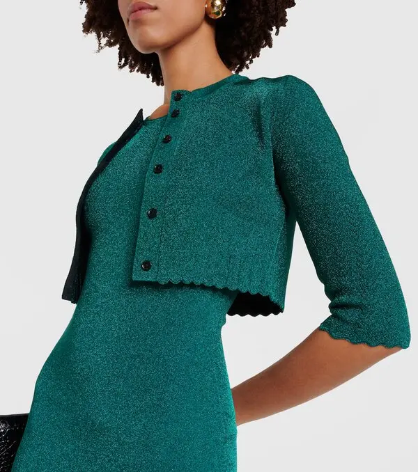 Victoria Beckham Cropped Cardigan With Metallic Fibers